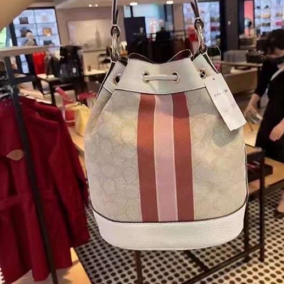 Coach | Bags | Coach Drawstring Bucket Bag In Signature Jacquard With ...